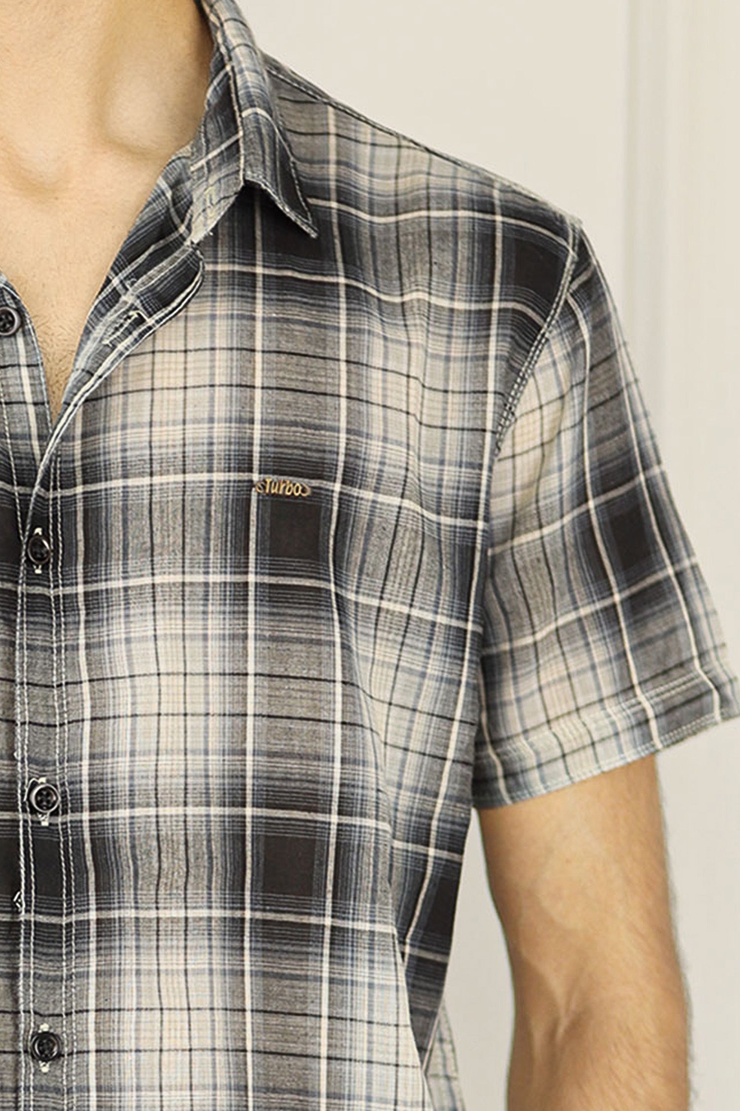 Turbo Classic Pattern Comfort Casual Shirt In Charcoal Black – Turbo ...