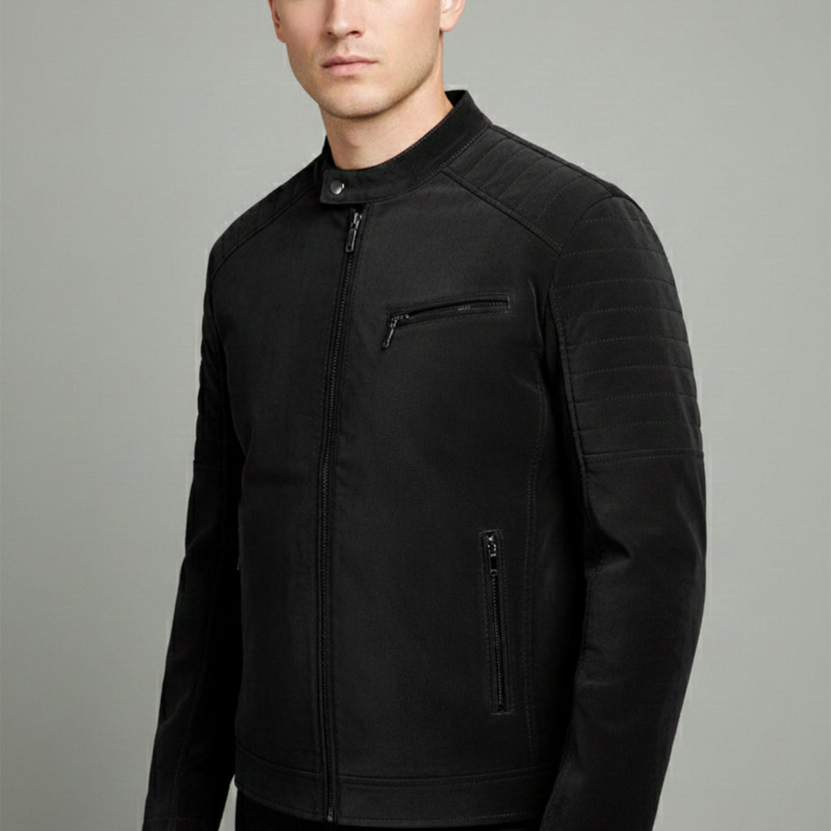Men's Ban Button Style Suede Leather Jacket In Black – Turbo Brands Factory