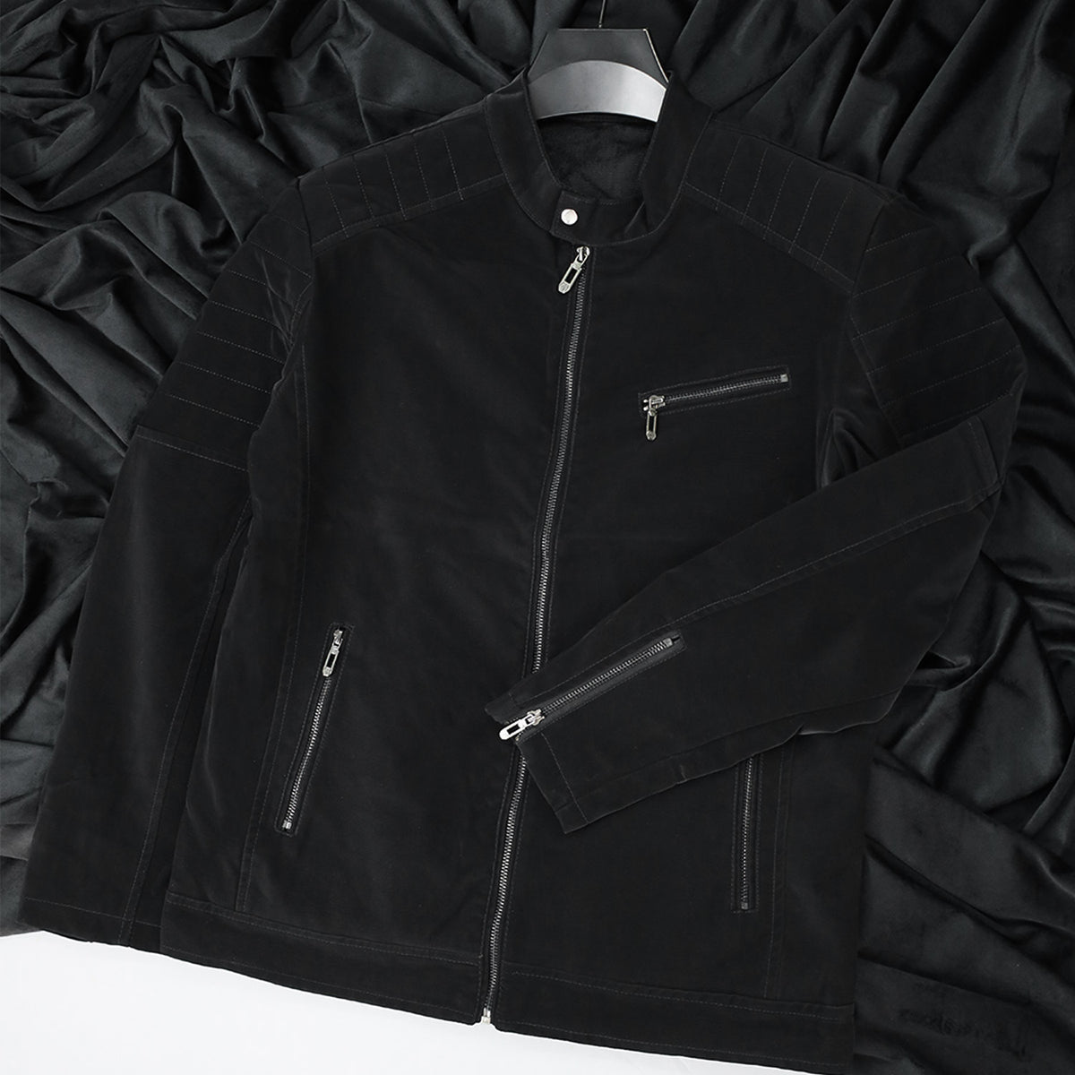 Men's Ban Button Style Suede Leather Jacket In Black – Turbo Brands Factory