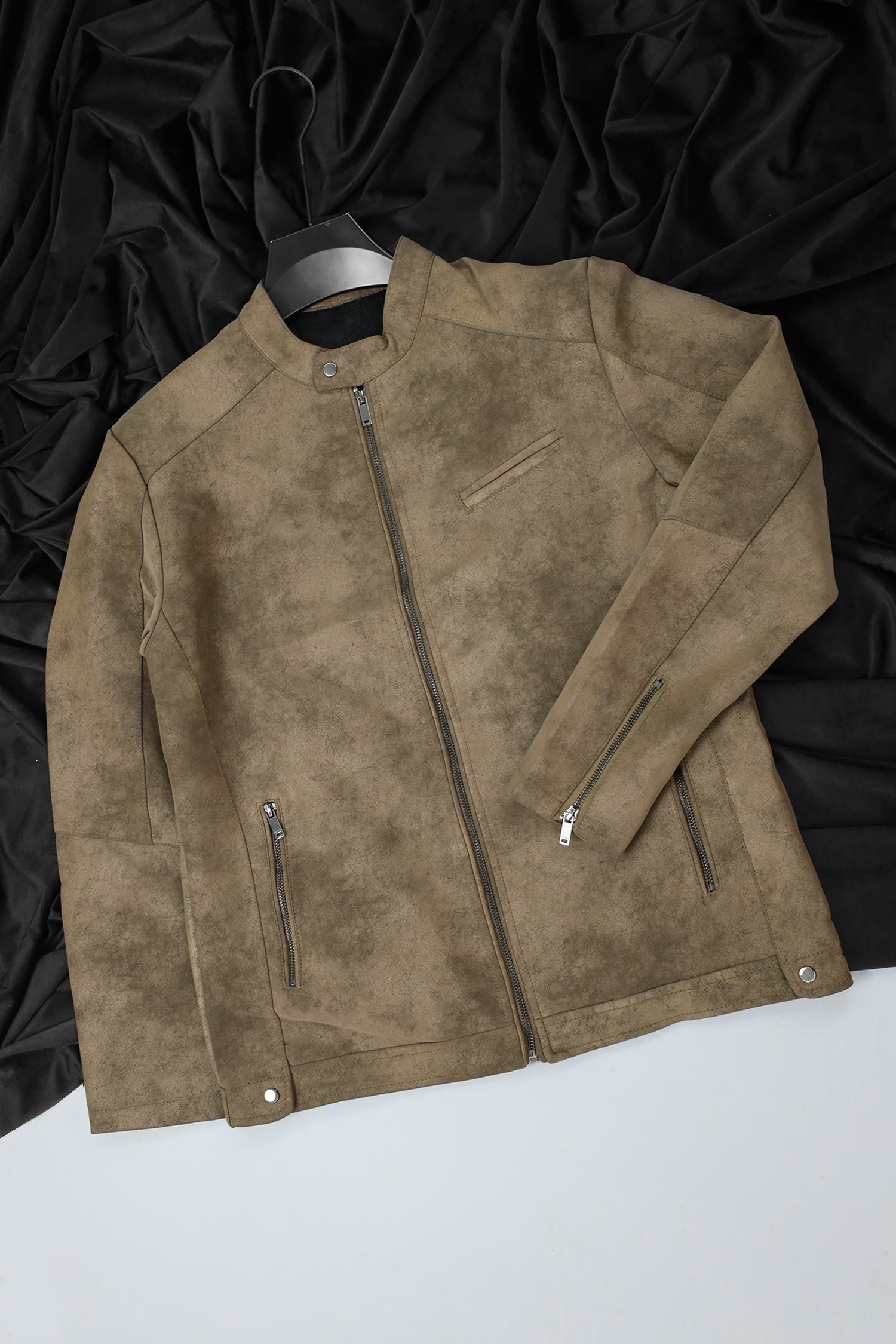 Men's Distressed Suede Leather Jacket In Brown – Turbo Brands Factory
