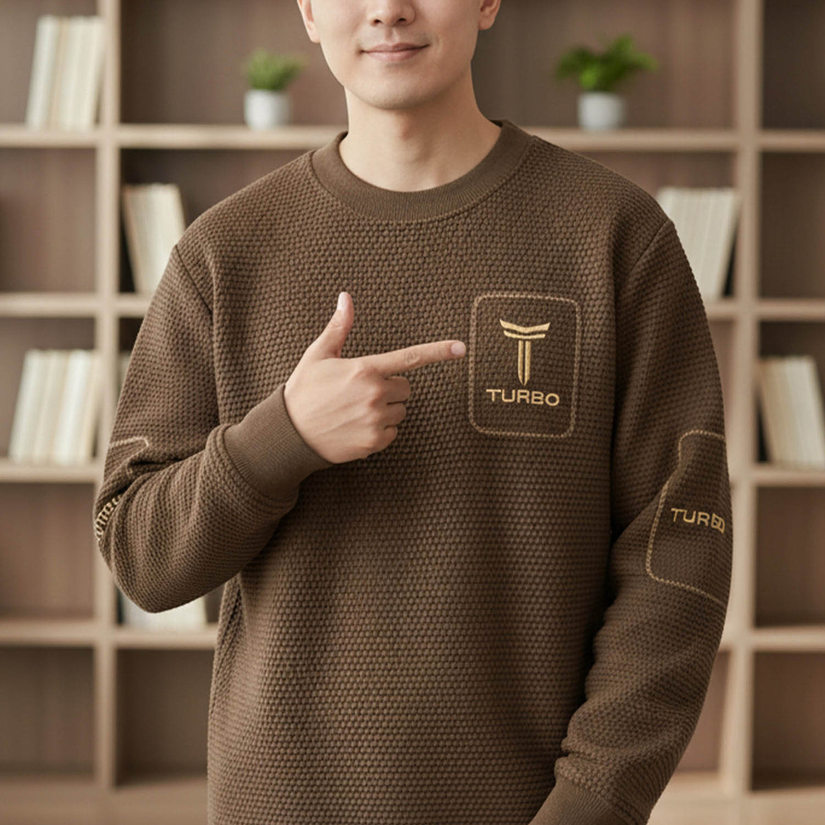 Turbo SIgnature Typography Round Neck Men's Sweatshirt In Brown – Turbo ...