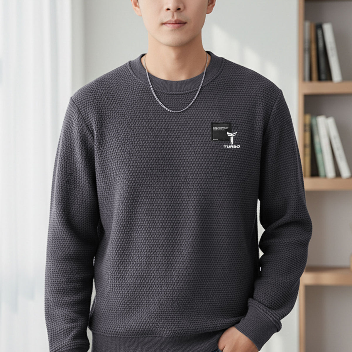 Turbo HoneyComb Patterened Imported Men's Sweatshirt In Dark Grey ...