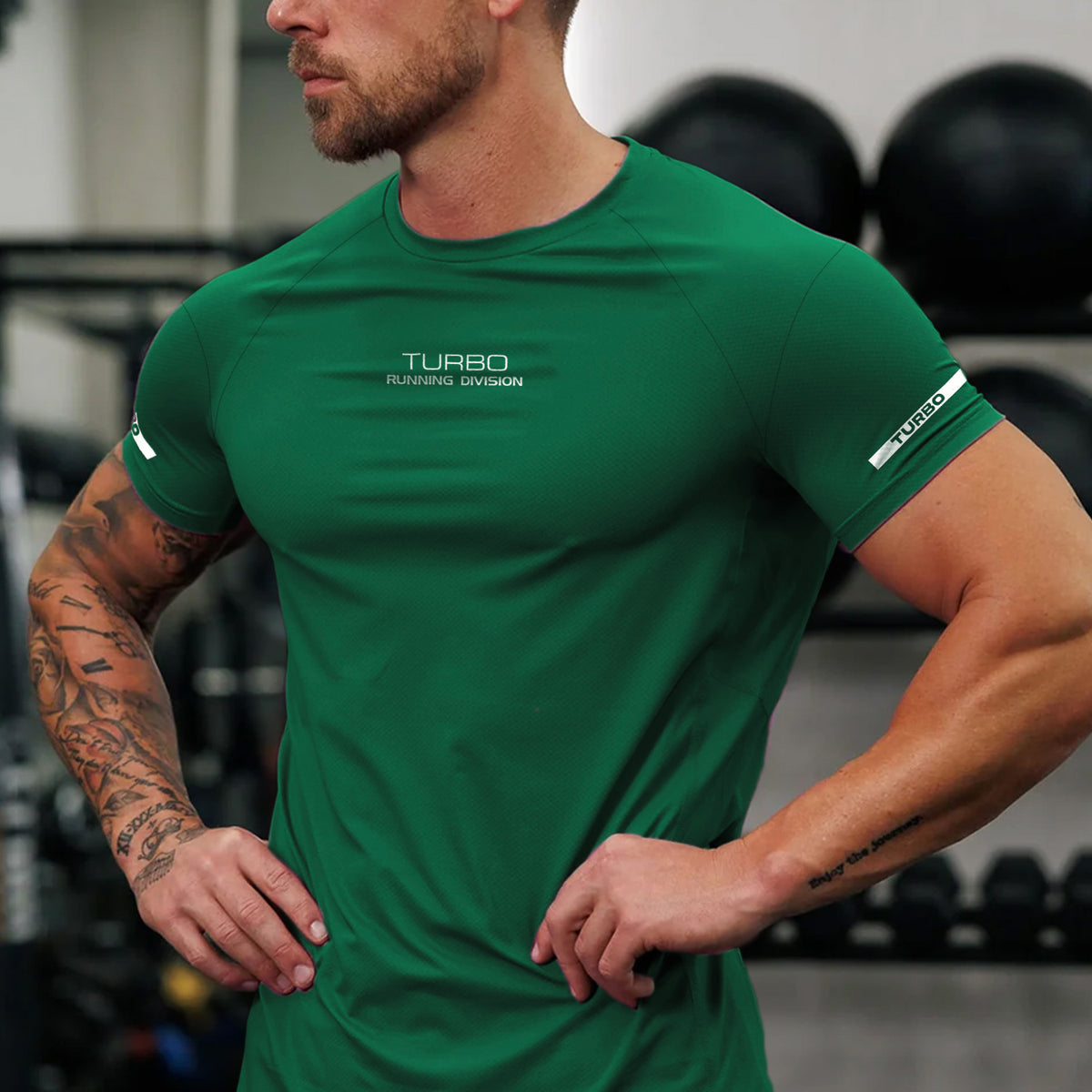 Turbo 'Running Division' Raglan Sleeve Dry-Fit Tee In Dark Green ...