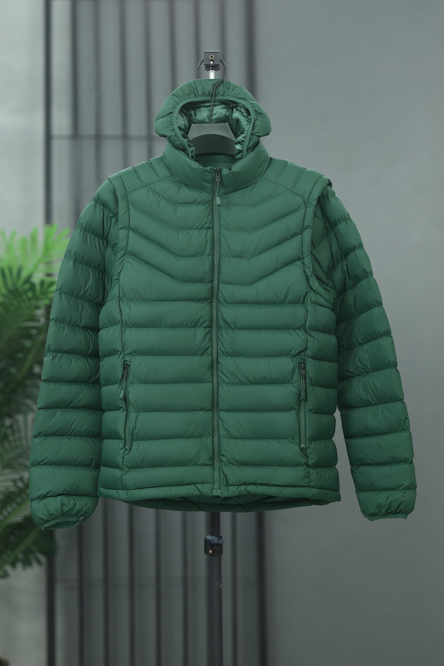Men's Removable Arm Imported Puffer Jacket In Green – Turbo Brands Factory