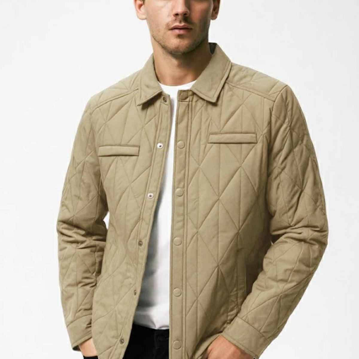Resistant Diamond Quilted Collar Style Imported Puffer Jacket In Light ...