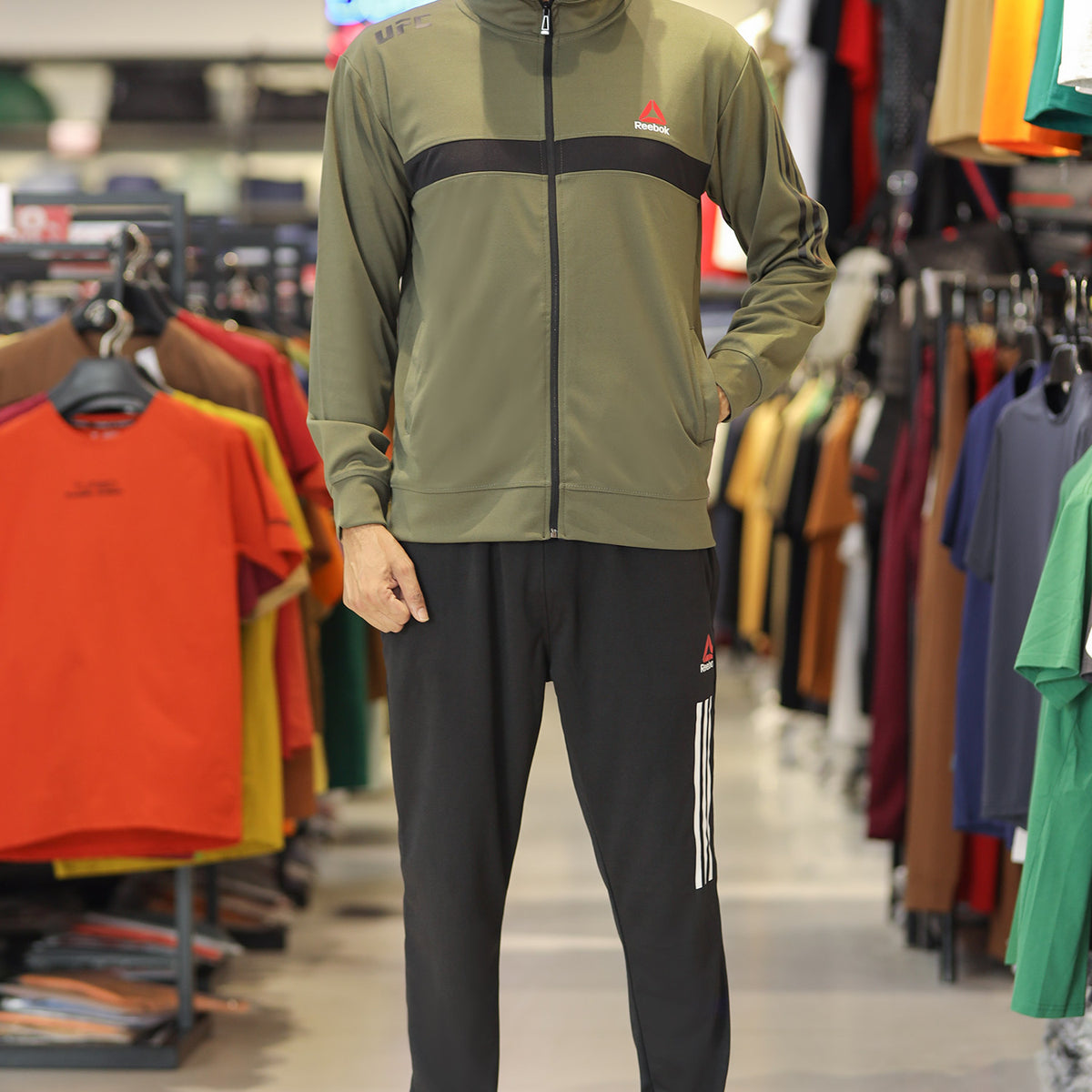 Rebok Ufc Fk Blank Walkout Mock Neck Tracksuit In Mid Green&Black ...