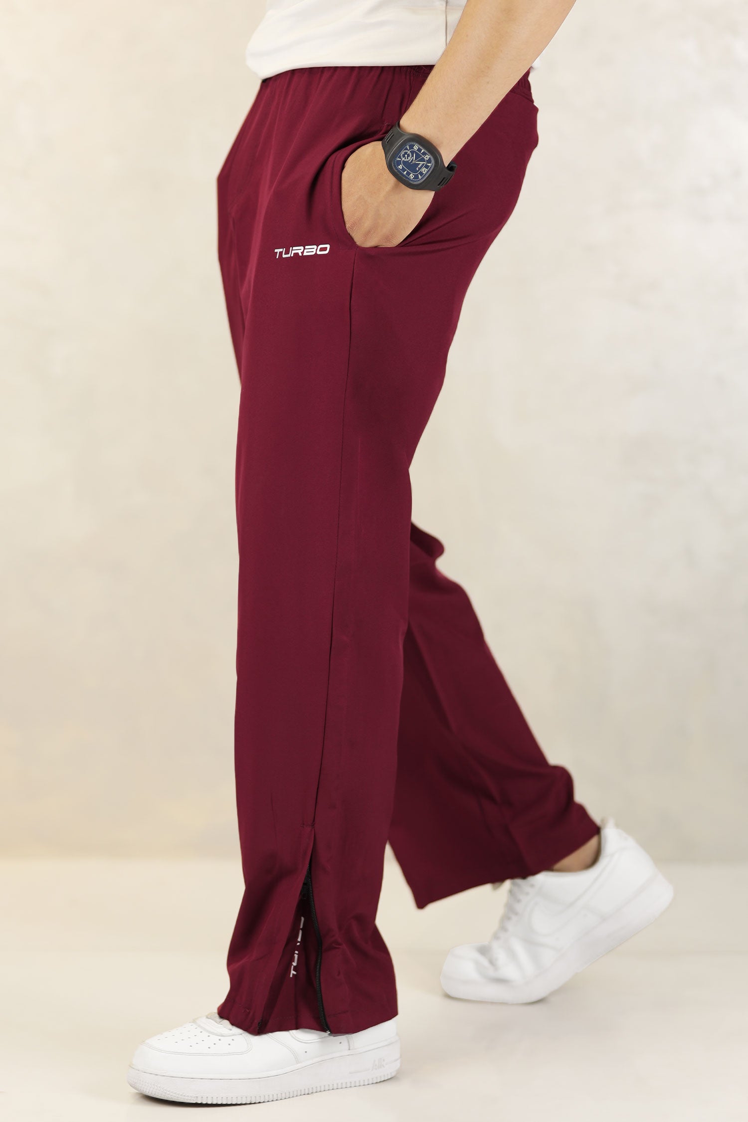 Turbo Loose Bottom Zip Style Imported Sportswear Trouser in Maroon ...