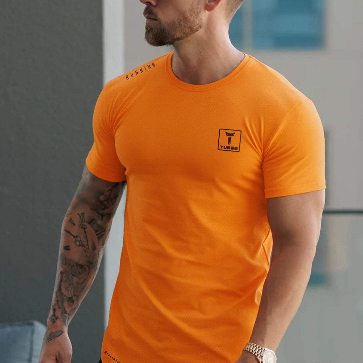 Turbo 'Aero-Flow' Perforated Running Dry-Fit Tee In Orange – Turbo ...