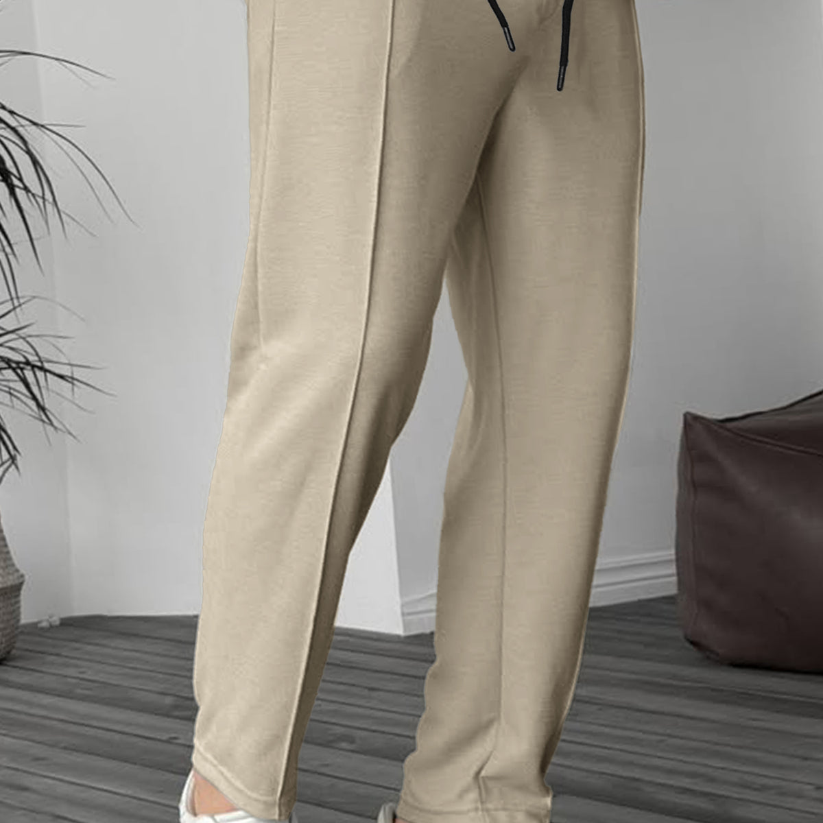 Plain Stripe Line Loose Bottom Trouser In Skin – Turbo Brands Factory