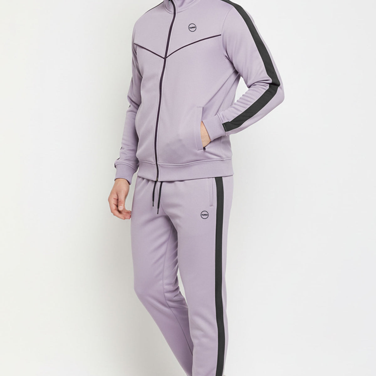 Turbo Athletic Runner Panelled Zipper Tracksuit In Slate Grey – Turbo ...