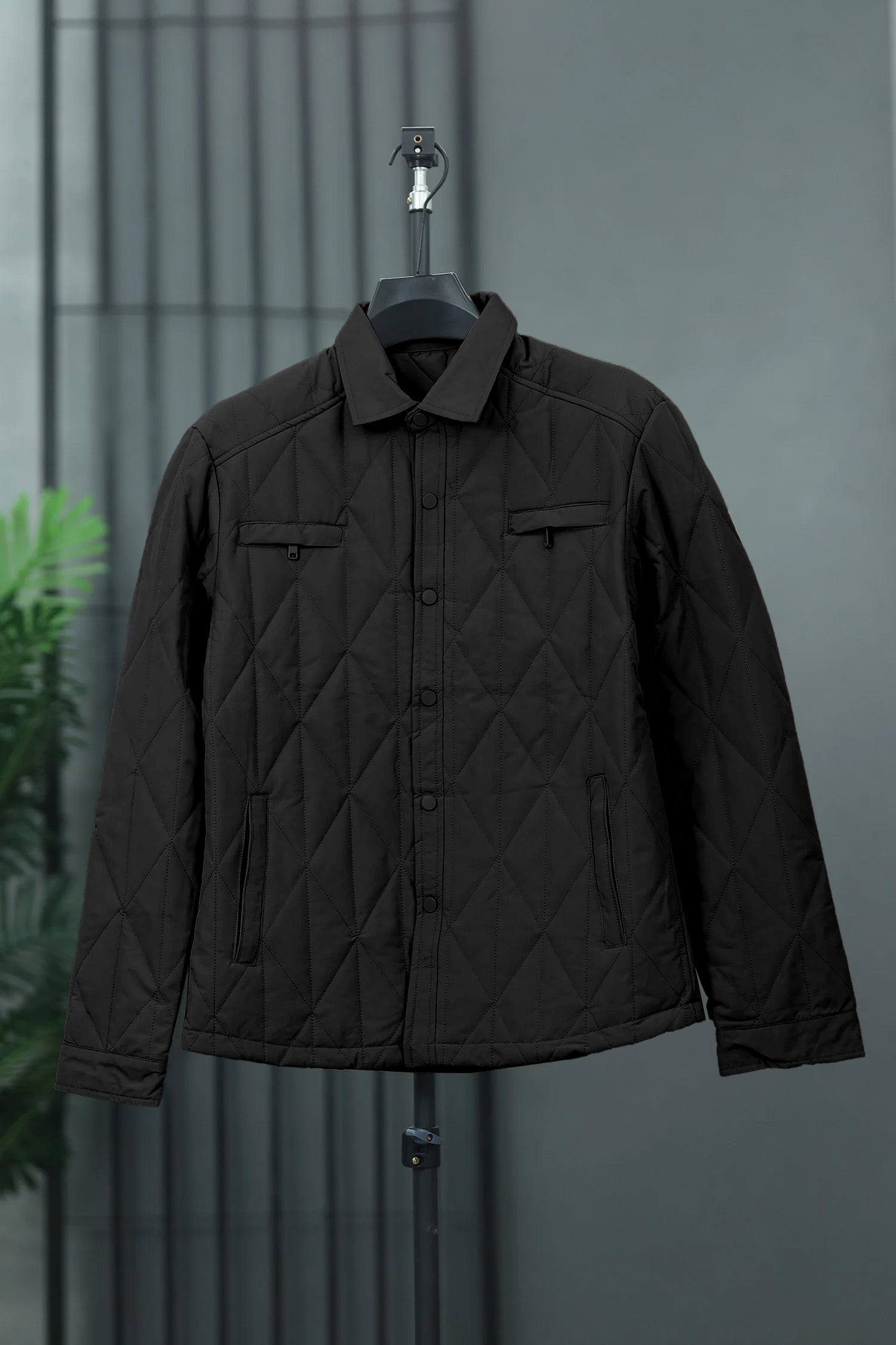 Resistant Diamond Quilted Collar Style Imported Puffer Jacket In Black ...