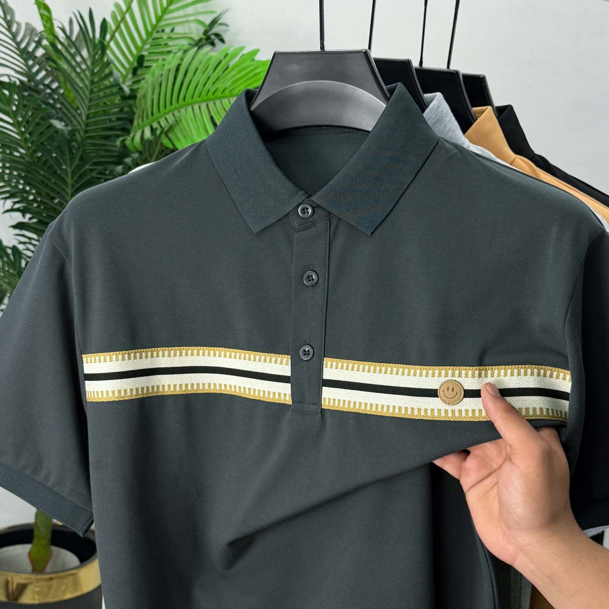 Turbo Smiley Stripes Pattern Men's Polo T-Shirt Dark Grey – Turbo ...