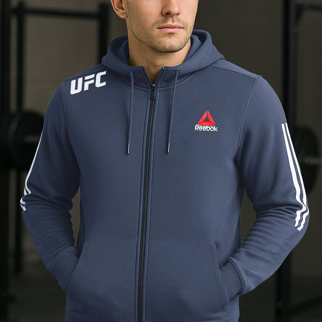 Reebk UFC Walkout Training Hood Style Men Zipper Upper In Dark Grey ...