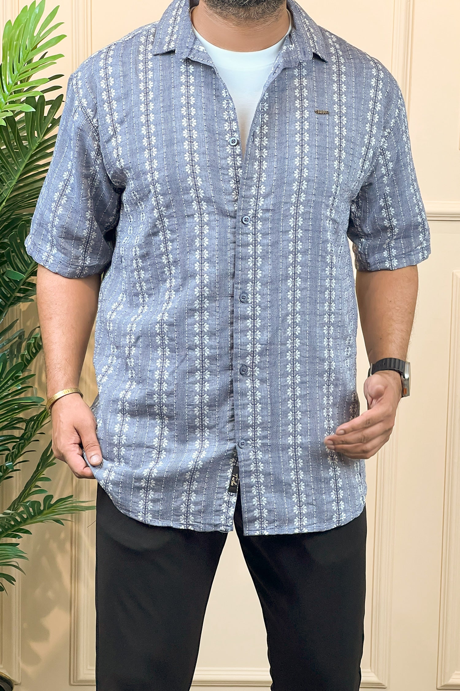 Turbo Cubin Textured Striped Casual Shirt In Light Purple – Turbo ...